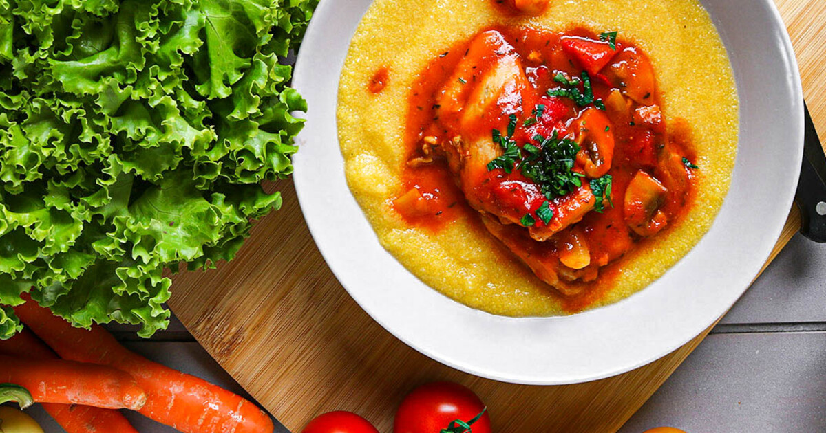 Chicken breast fillet alla cacciatore with polenta » Perutnina Ptuj